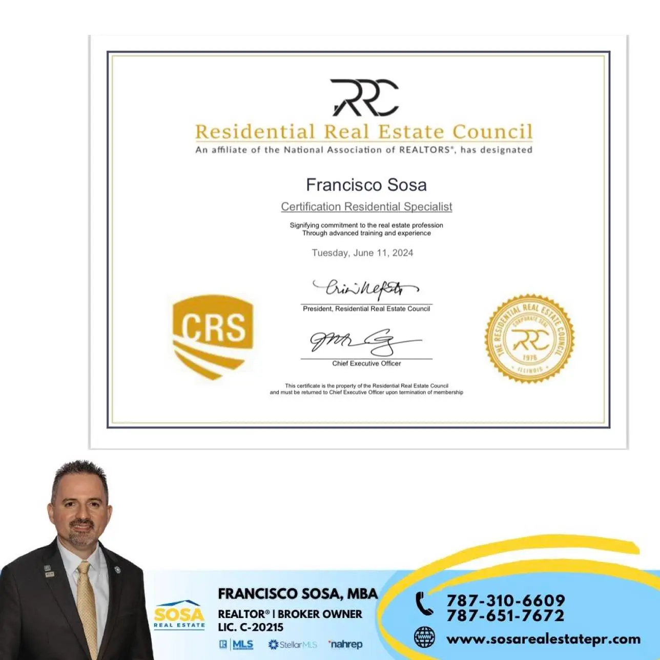 Prestigiosa Designación CRS (Especialista Residencial Certificado ...